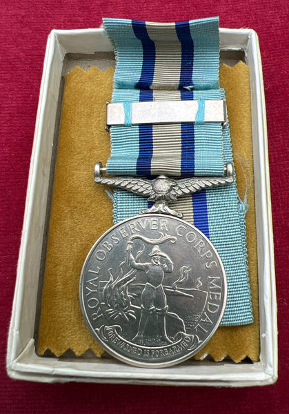 Royal Observer Corps Medal with bar to Chief Observer T. C. Walter, Ro ...