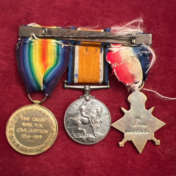 WW1 trio to 1375 Private G. R. Peake, 1- Rhodesia Regiment, ribbons wo ...