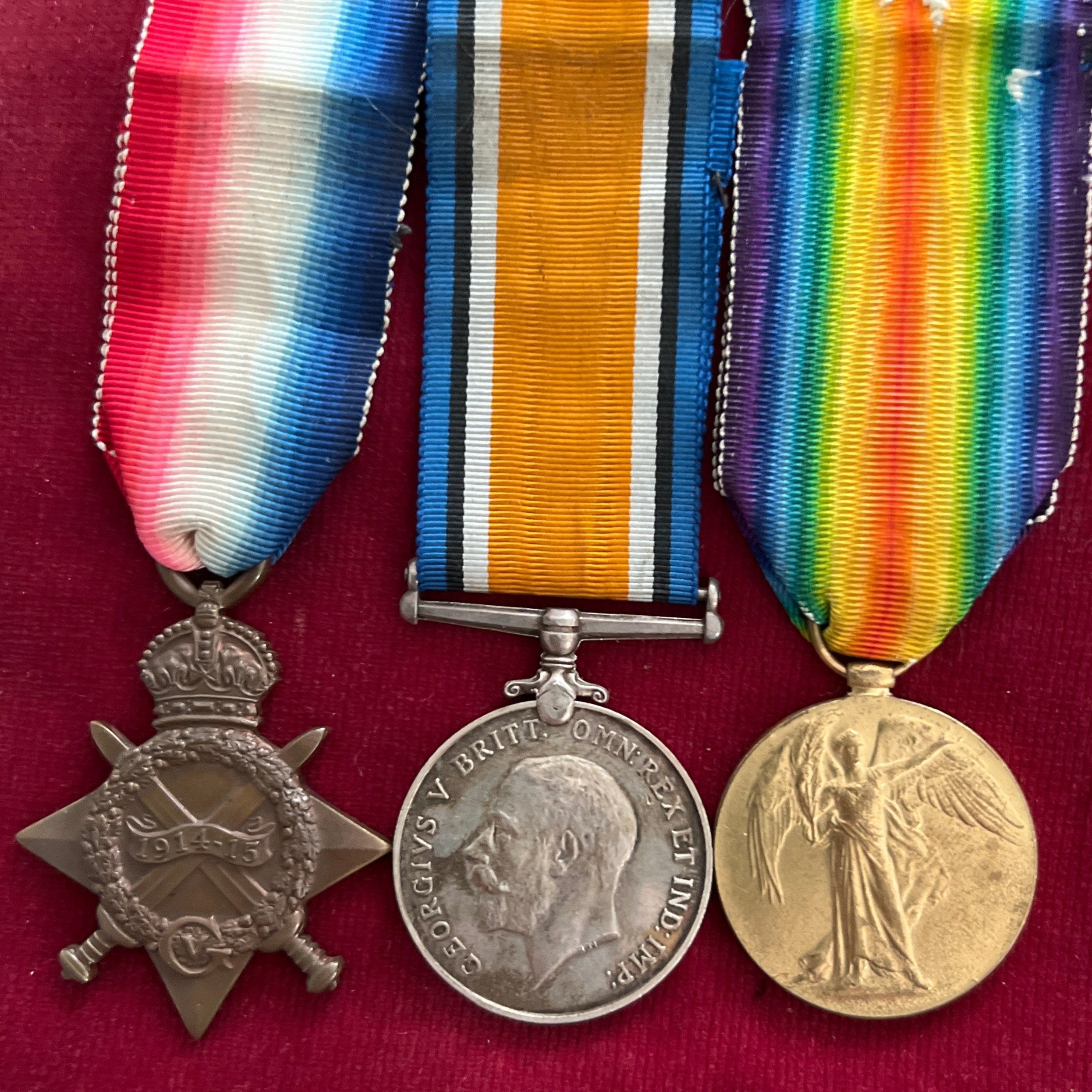 1914-15 Star trio to 3108/ 200788 Pte. Walter J. Greenwald, 1/7 Middle ...