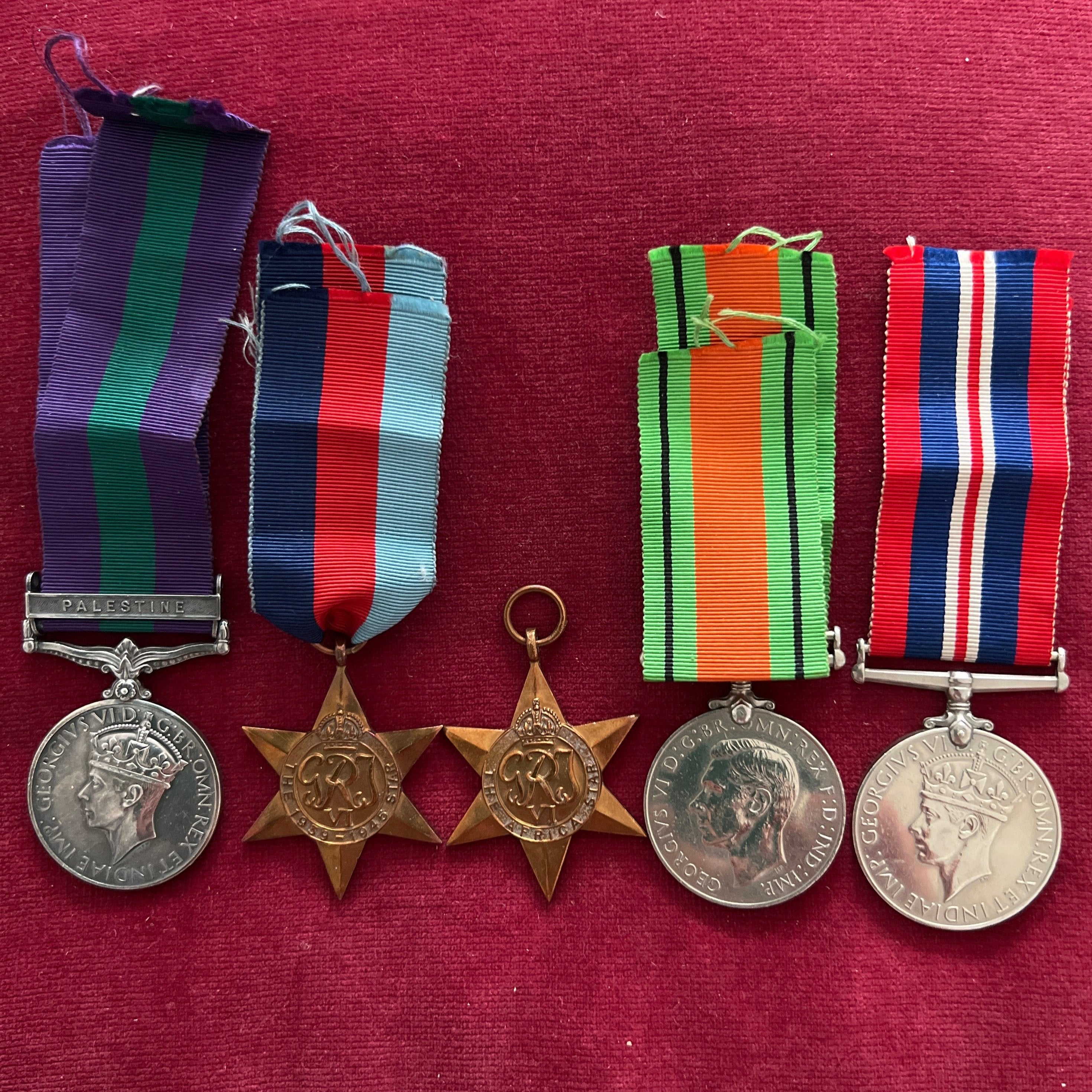 Group of 5 including pre-war Palestine General Service Medal to 601069 ...