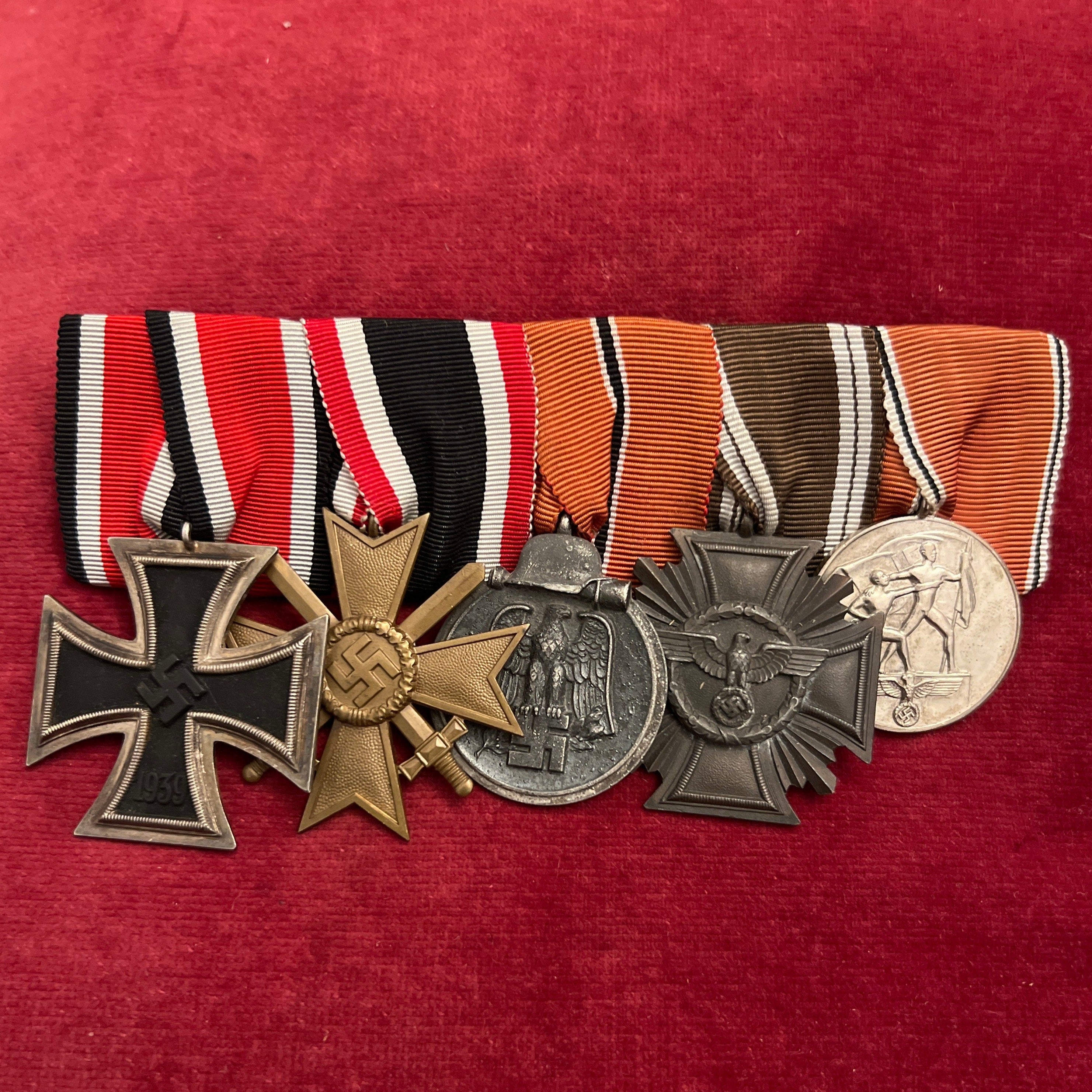 Nazi Germany, group of 5: Iron Cross, War Merit Cross, Russian Front M ...