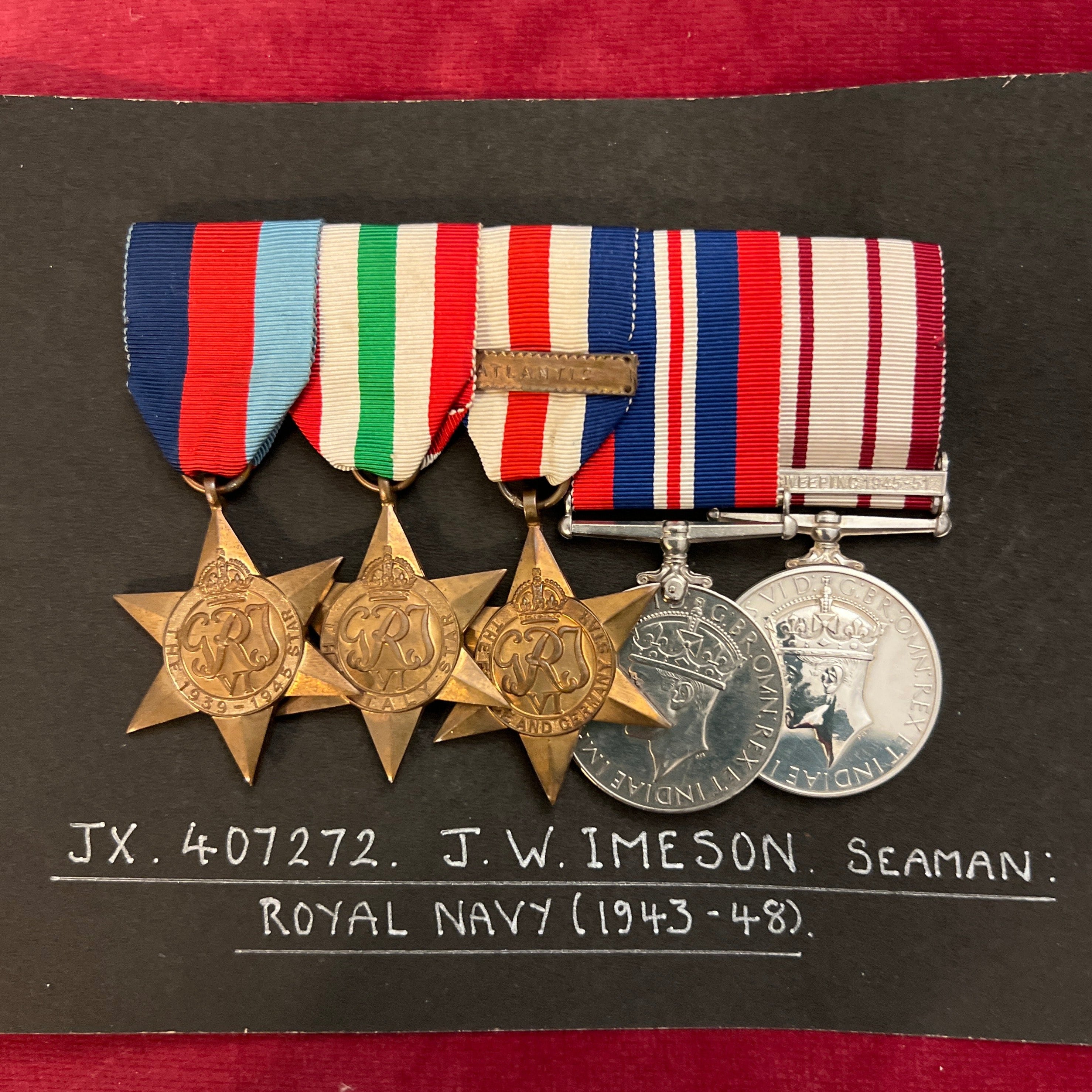 Group of 5 to JX.407272 Seaman J. W. Imeson, Royal Navy, includes some ...