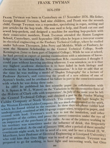 Prize medal from The Physical Society Of London to Frank Twyman ...