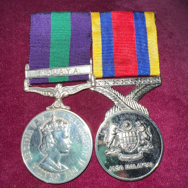 General Service Medal, Malaya bar, & Malaysian Service Medal pair to F ...