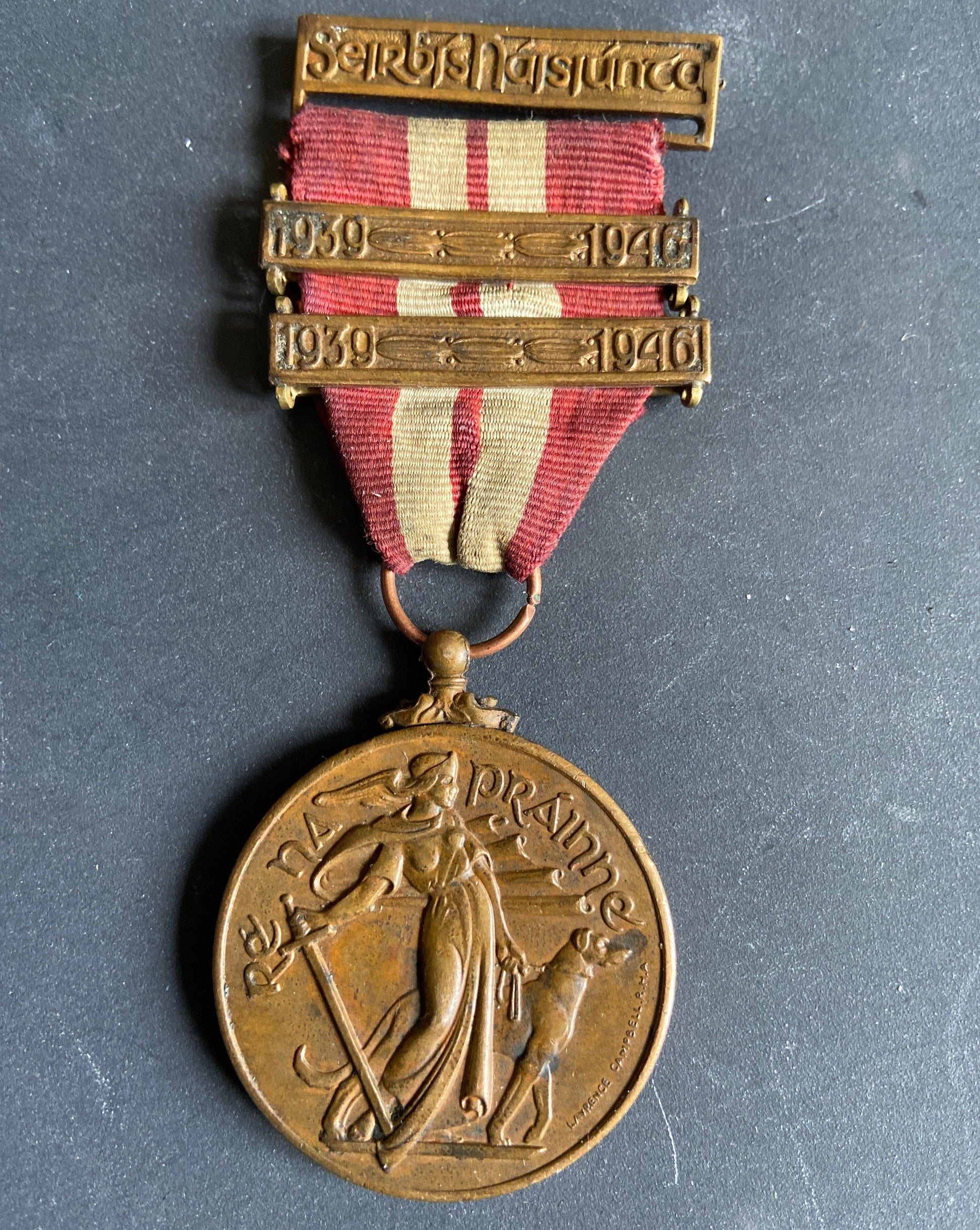 Ireland, Emergency Service Medal 1939-1946, with two service clasps, s ...