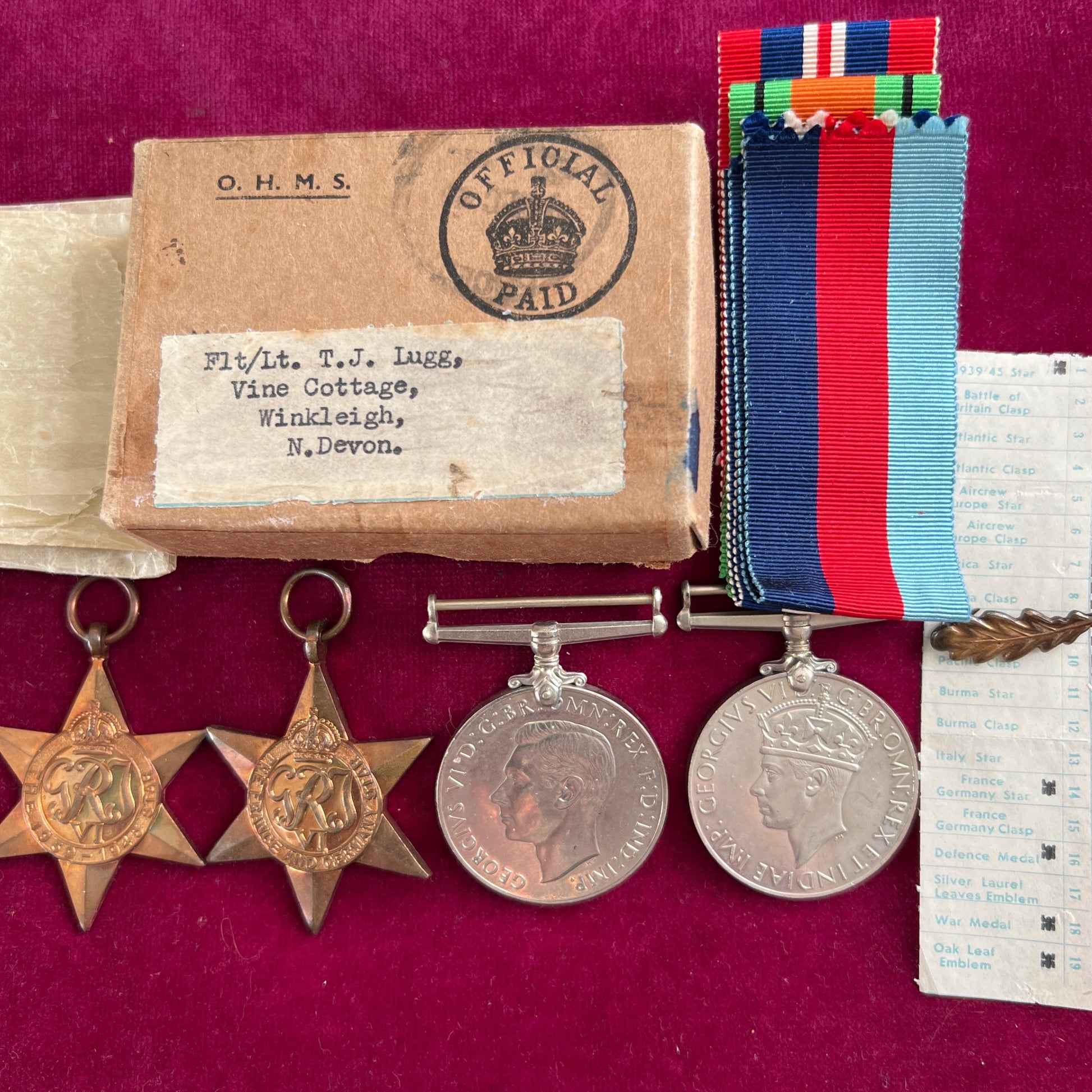 WW2 group of 4 to 1182574 Flight Lieutenant Thomas John Lugg, Officer ...