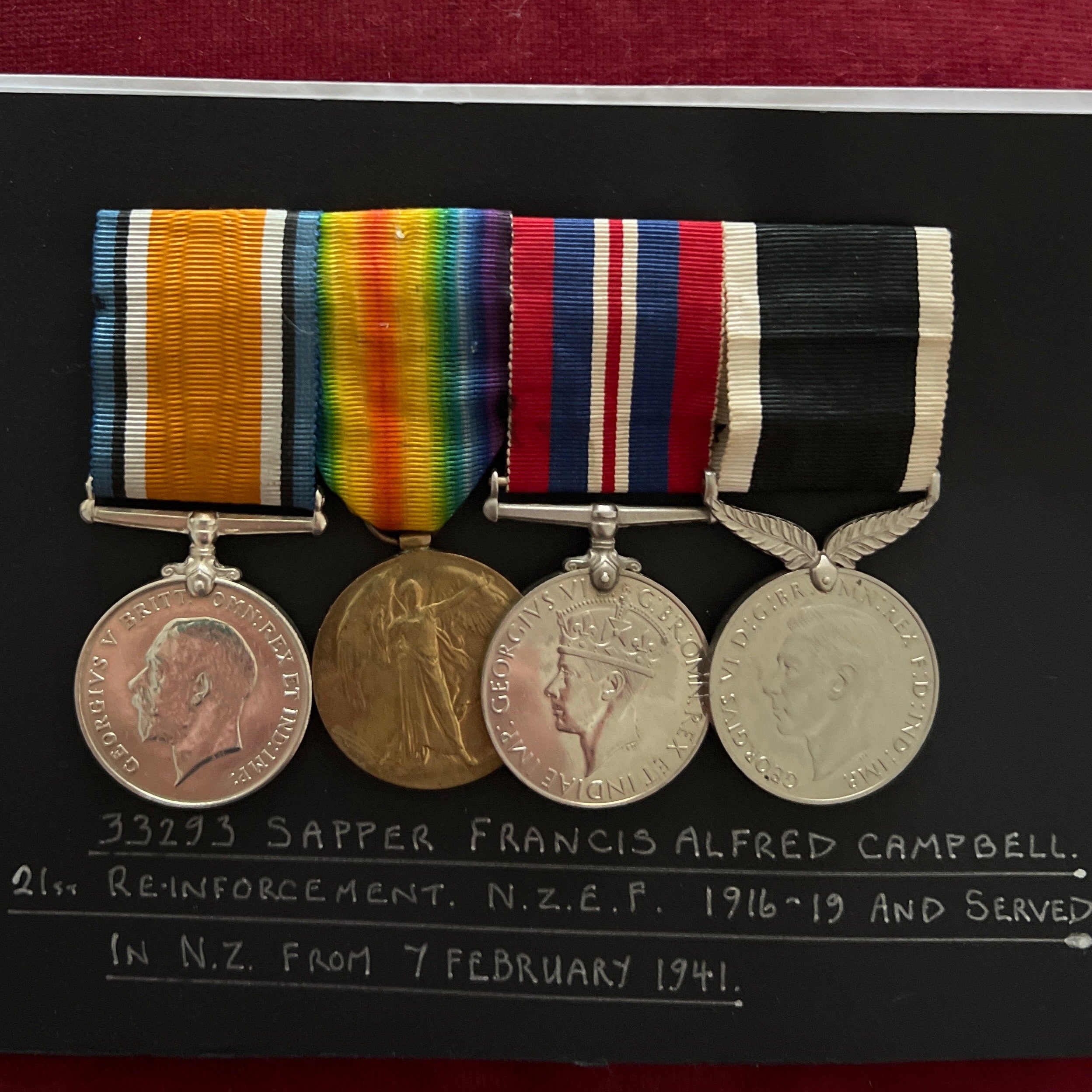 New Zealand group of 4 to 33293 Sapper Francis Alfred Campbell, 21st R ...